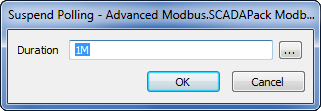 SCADAPack Modbus Driver Guide - Suspend Polling (Using SCADAPack Modbus Specific Actions)
